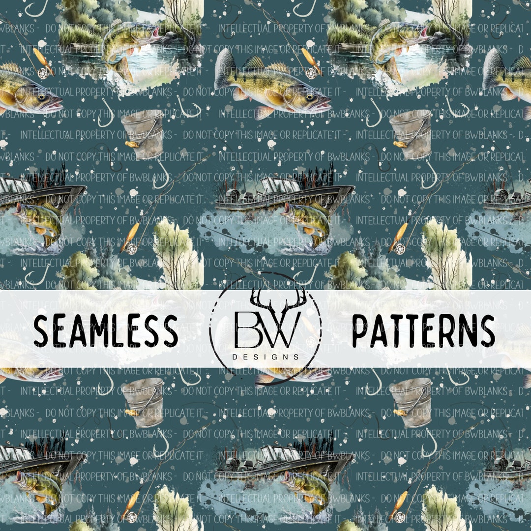Fishing Seamless Pattern | Digital Download | Fishing Seamless PNG ...