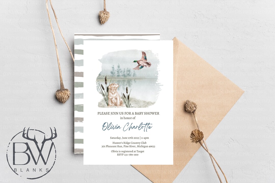 Duck Hunting Baby Shower Invitation | Printable Mallard Duck Invitation ...