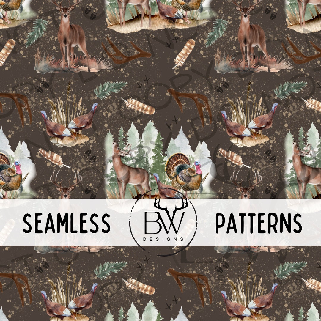 Bucks & Beards Seamless Hunting Pattern | Digital Download | Deer ...