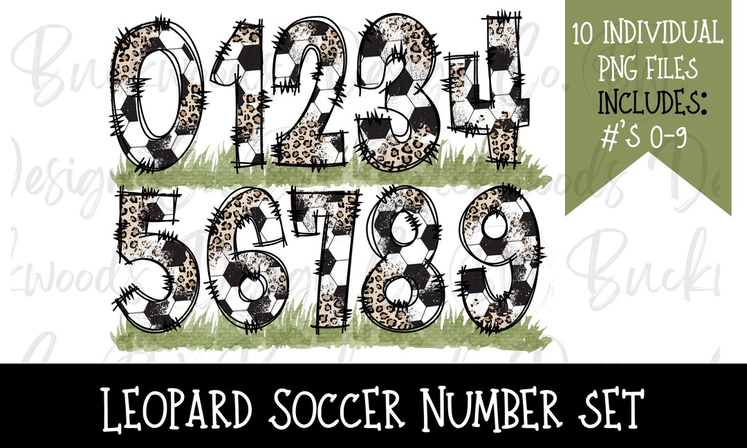 Leopard Soccer Doodle Number Set PNG | Digital Download | Soccer ...
