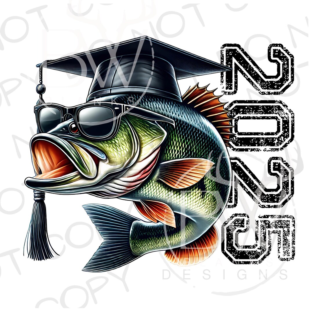 Bass Fishing Graduation PNG | Digital Download | Graduation Sublimation ...
