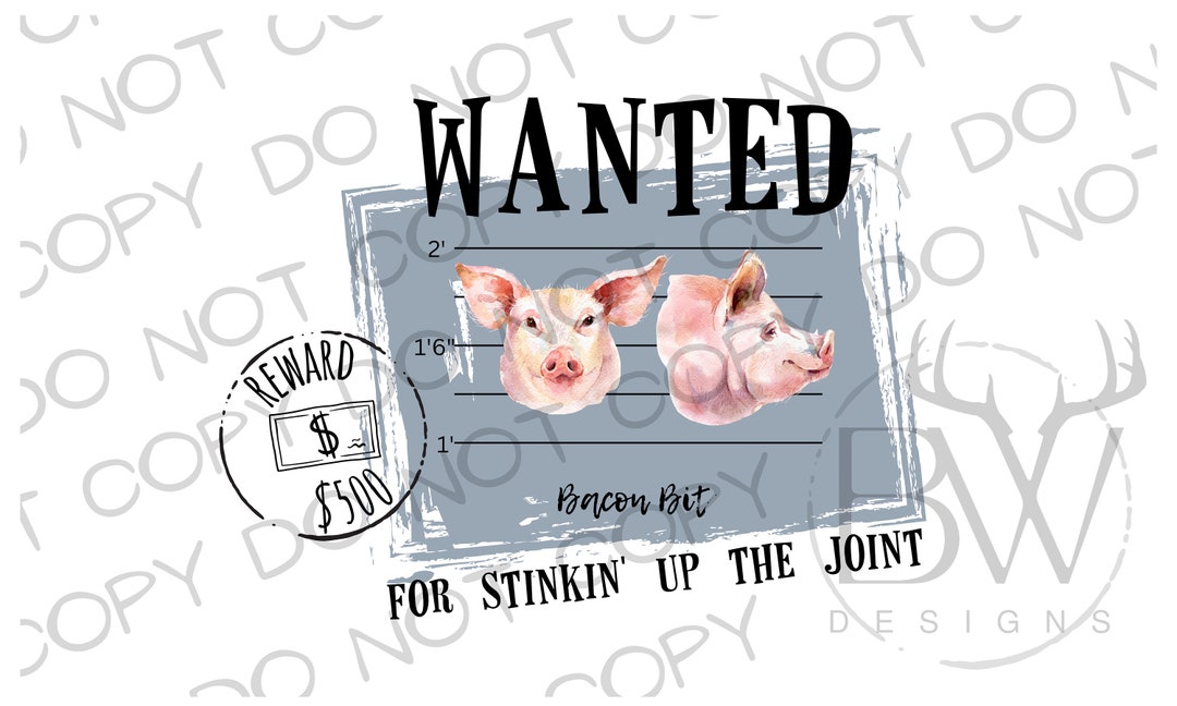 WANTED Swine Poster PNG Digital Download Farm Sublimation PNG Pig ...