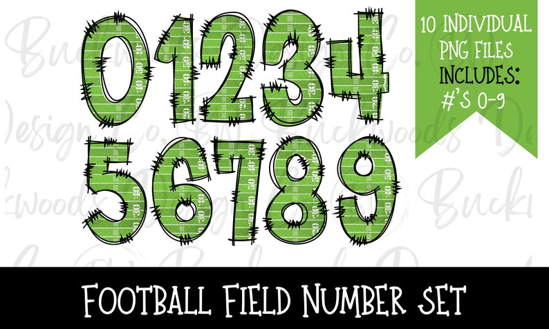 Football Field Doodle Number Set PNG | Digital Download | Football ...