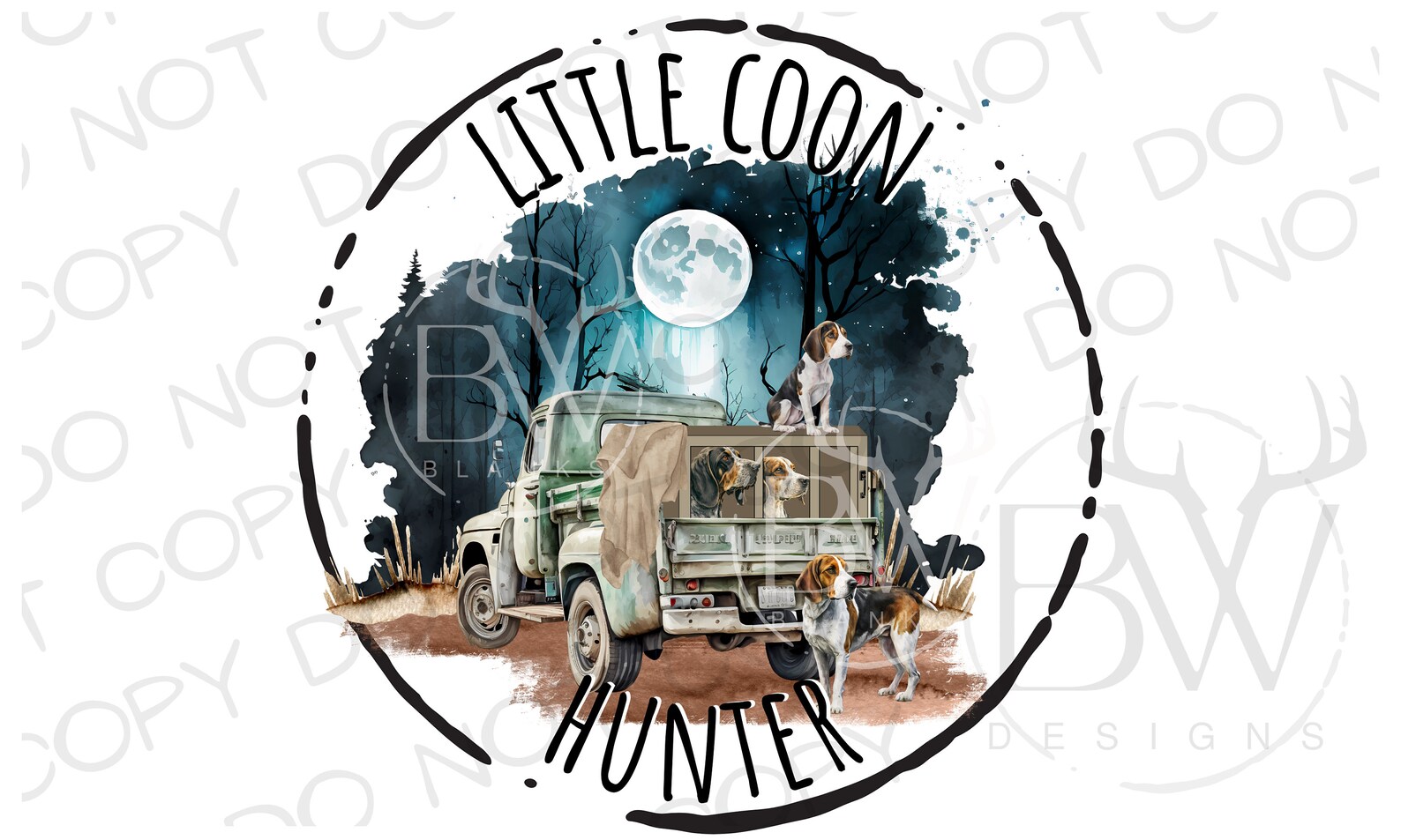 Little Coon Hunter PNG | Digital Download | Blue Tick Hunting ...