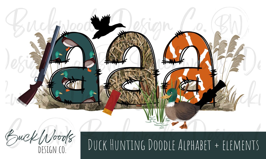 Duck Hunting Doodle Alphabet Set PNG | Digital Download | Camo Alphabet ...