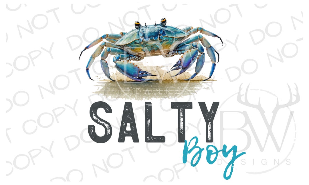 Salty Boy Blue Crab Logo PNG | Digital Download | Fishing Sublimation ...