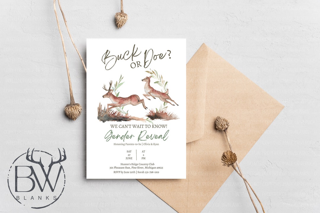 Deer Hunting Gender Reveal Invitation | Printable Deer Hunting ...