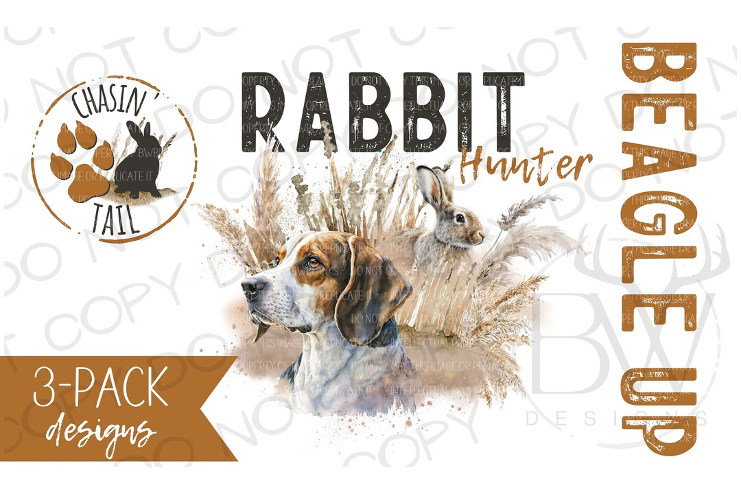 Rabbit Hunter PNG | 3-pack Designs | Hunting Dog Sublimation PNG ...