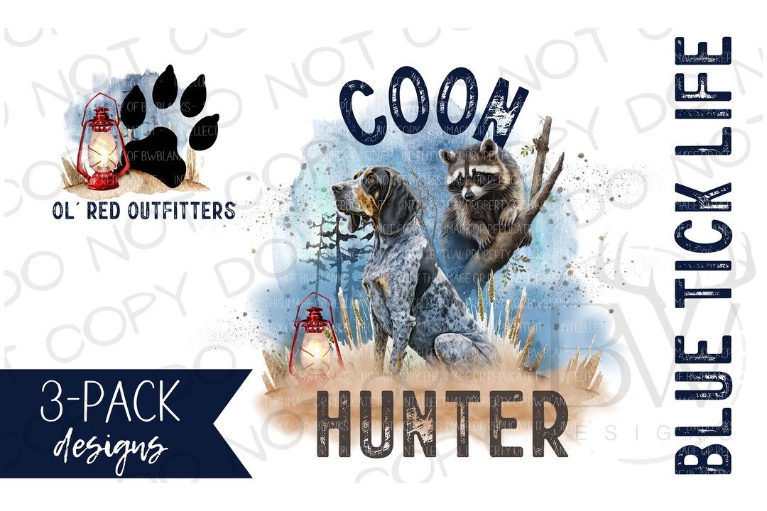Coon Hunter Sublimation PNG 3-pack Designs Hunting Dog Sublimation PNG ...