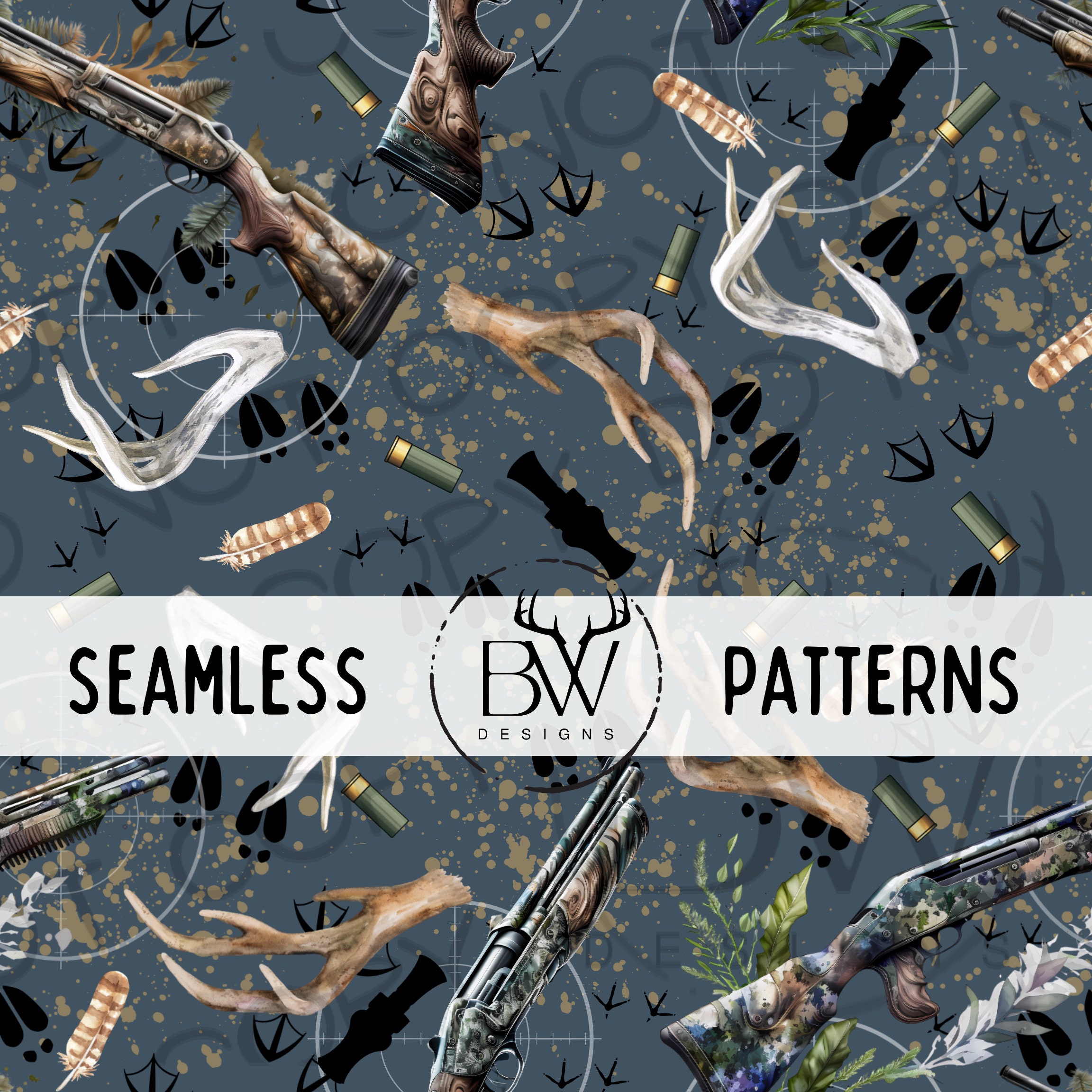 Seamless Hunting Pattern Digital Download Deer Hunting - Etsy