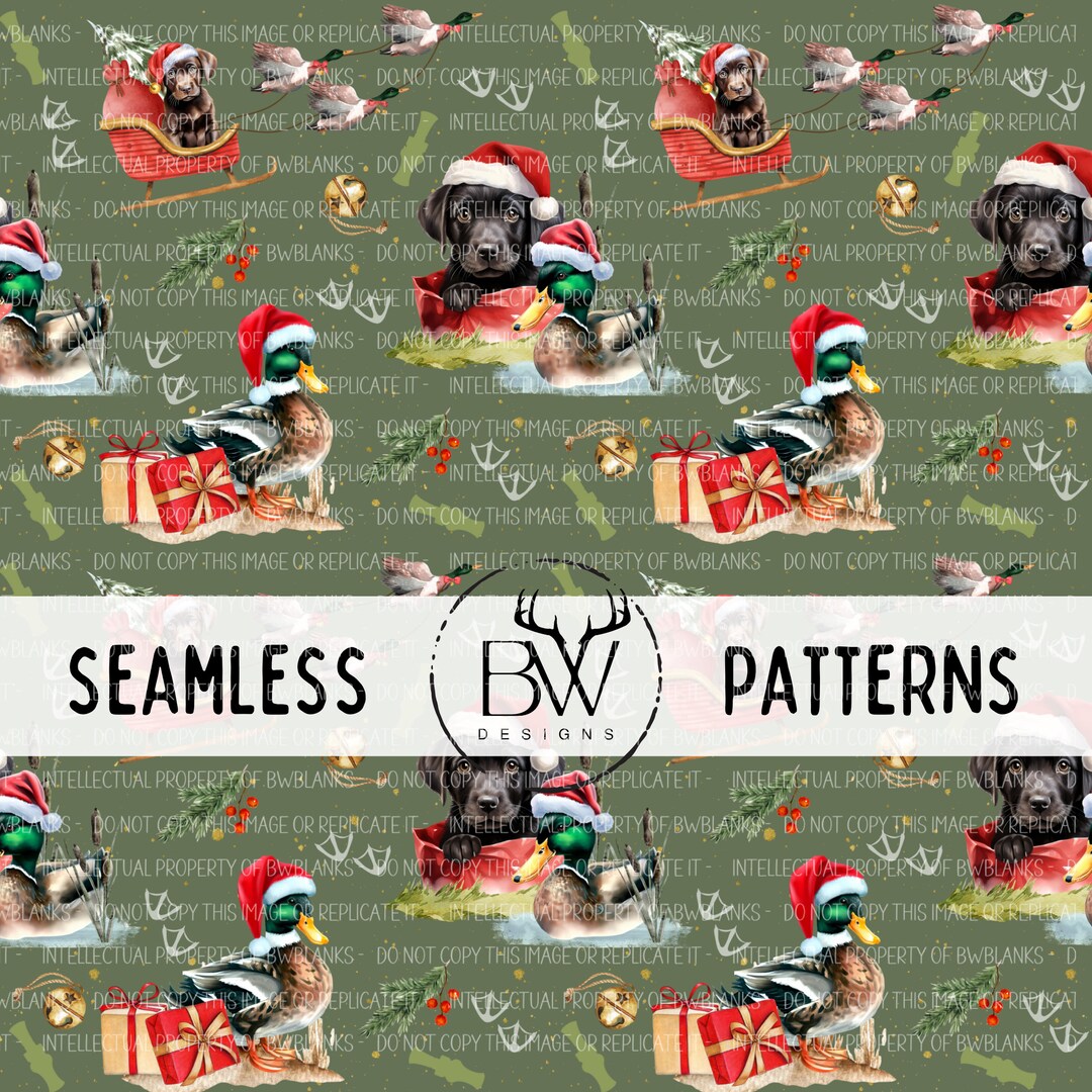 Duck Hunting Christmas Seamless Pattern Digital Download Hunting ...