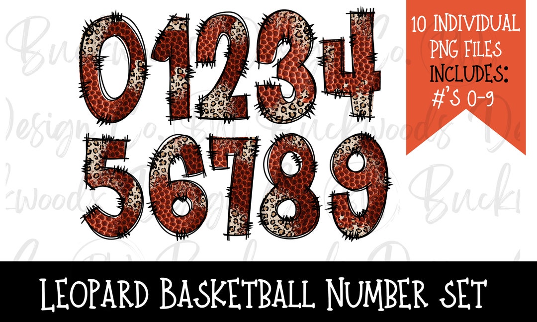 Leopard Basketball Doodle Number Set PNG Digital Download Basketball ...