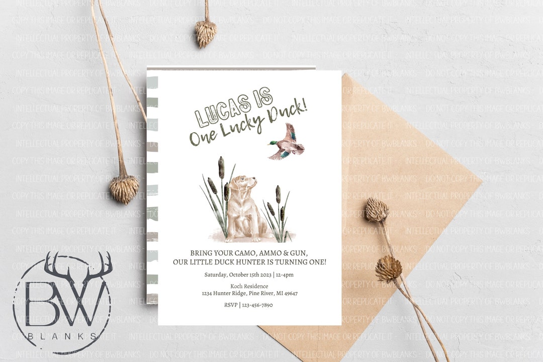 Duck Hunting Birthday Invitation | Printable Mallard Duck Invitation ...