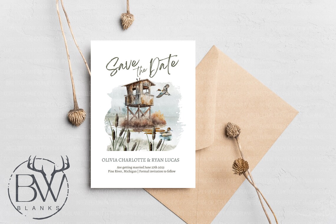 Duck Hunting Wedding Save the Date | Printable Mallard Duck Invitation ...