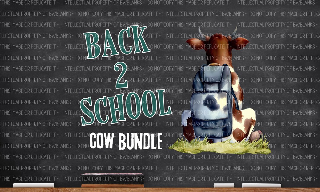 Back to School Cow Bundle PNG | Digital Download | Cow Sublimation PNG ...