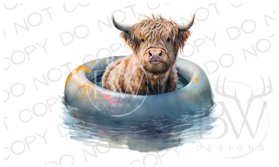 Cow in a Raft PNG Digital Download Farm Sublimation Cow Sublimation PNG ...