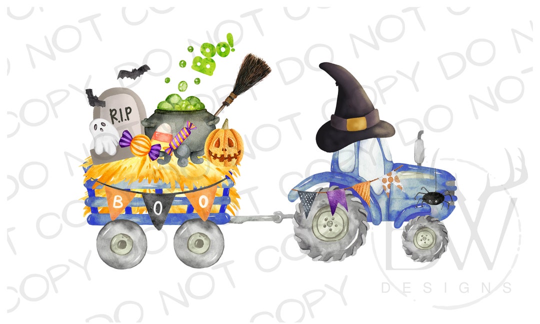 Halloween Tractor PNG | Digital Download | Tractor Sublimation PNG ...