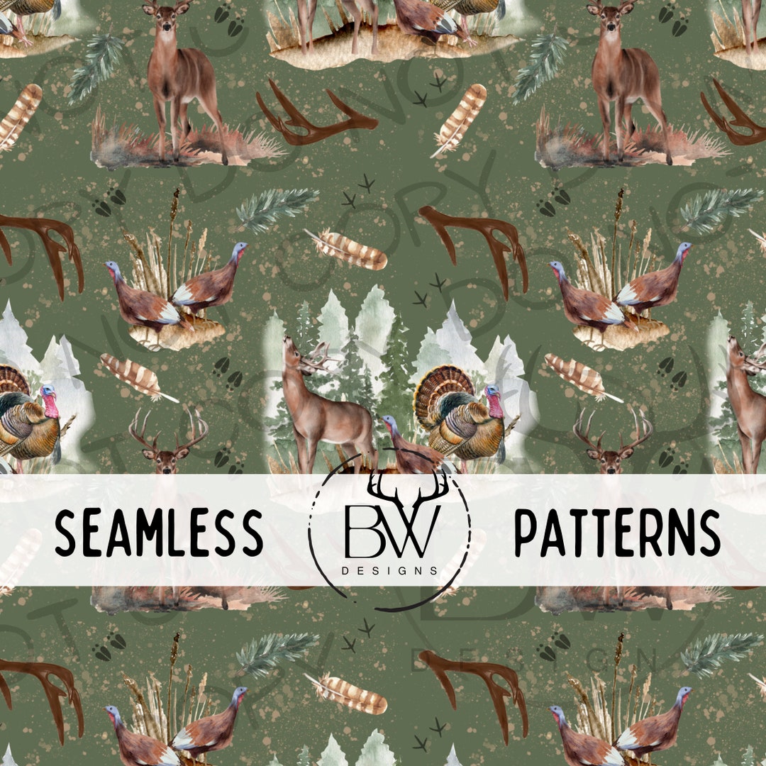 Bucks & Beards Seamless Hunting Pattern Digital Download Deer Hunting ...