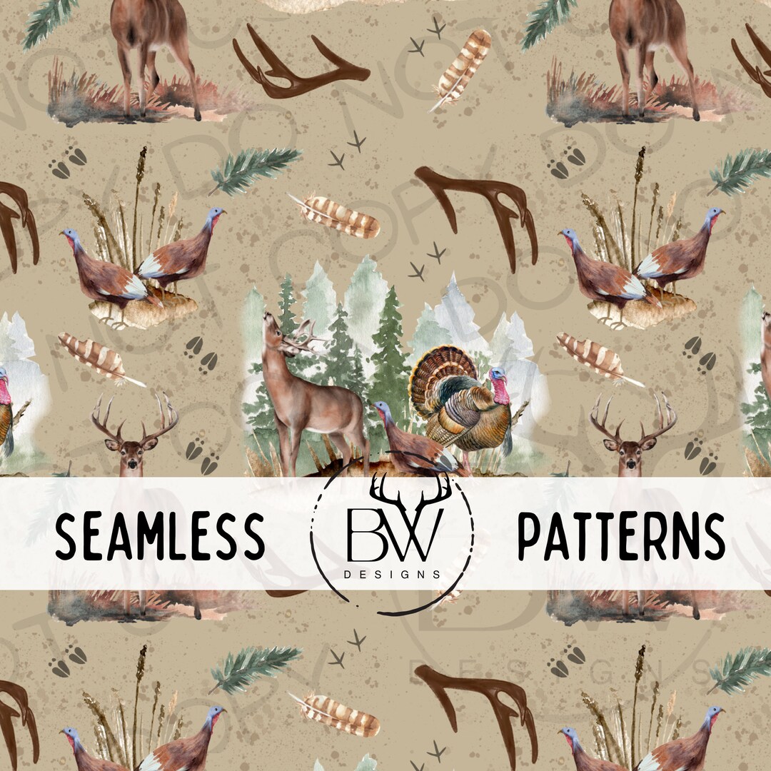 Bucks & Beards Seamless Hunting Pattern | Digital Download | Deer ...