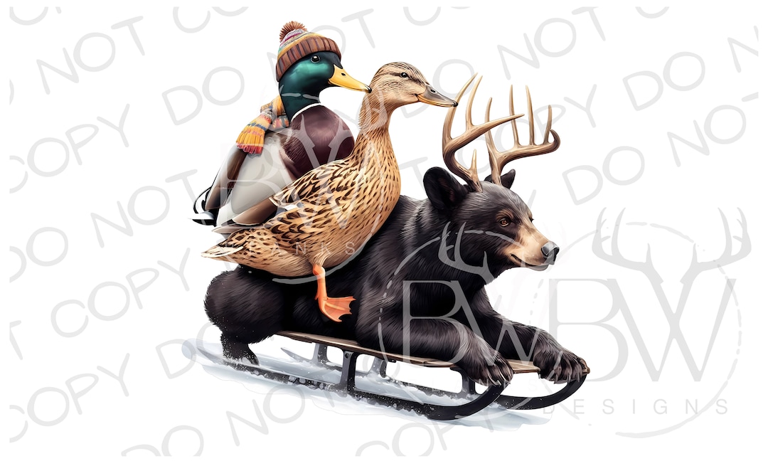 Sledding Mallard Duck PNG Digital Download Christmas Duck Hunting PNG ...