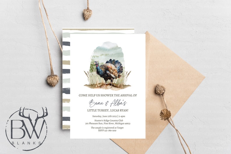 Turkey Hunting Baby Shower Invitation | Printable Hunting Invitation ...