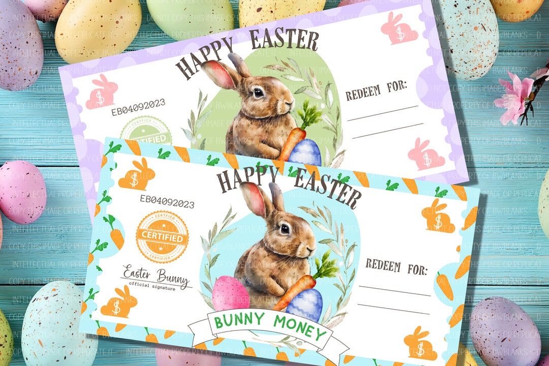 Printable Easter Bunny Money | Digital Download | Easter Egg Stuffer ...