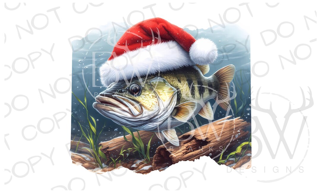 Bass Christmas Fishing PNG | Digital Download | Fishing Sublimation PNG ...