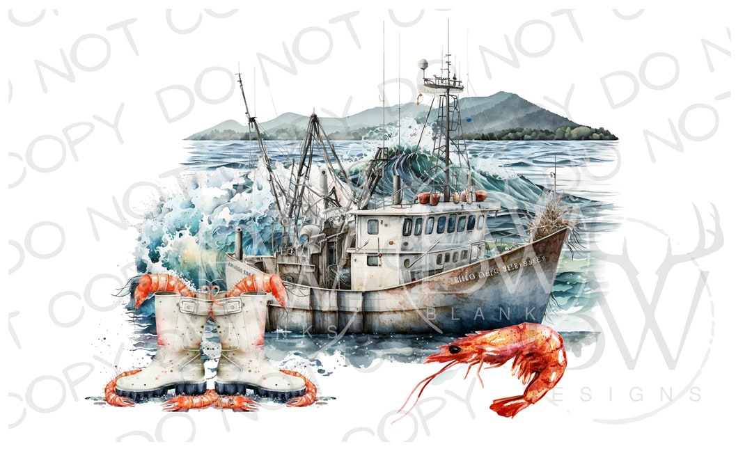 Shrimp Boat Sublimation PNG | Digital Download | Fishing Sublimation ...