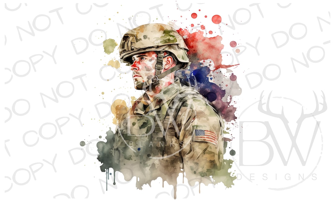 Watercolor American Solider PNG | Military Sublimation PNG | Combat ...