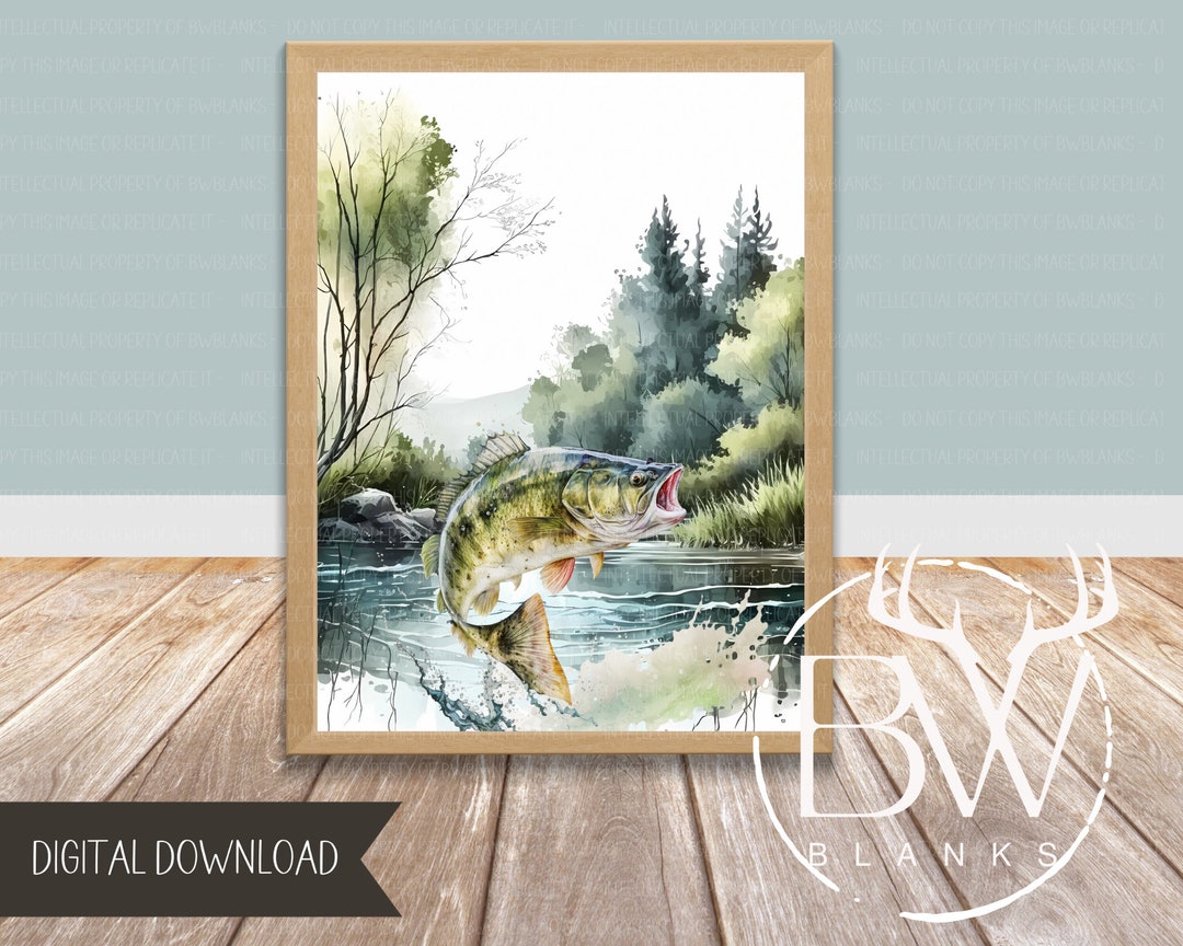 Bass Fishing Nursery Wall Art | Fishing Nursery Print | Fishing Nursery ...