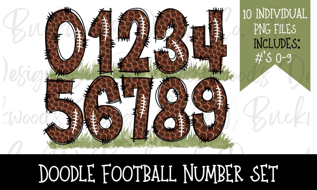 Football Doodle Number Set PNG | Digital Download | Football ...