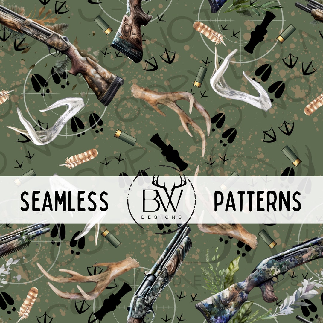 Seamless Hunting Pattern Digital Download Deer Hunting Seamless PNG ...