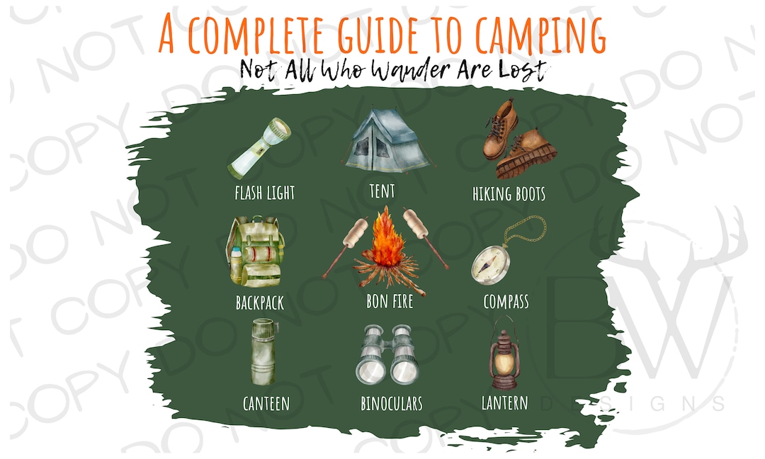 A Complete Guide to Camping PNG | Digital Download | Camping ...