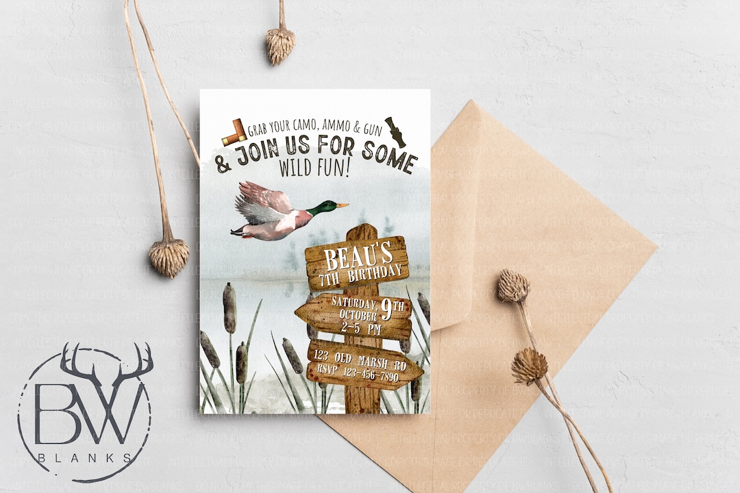 Duck Hunting Birthday Invitation Printable Mallard Duck Invitation ...
