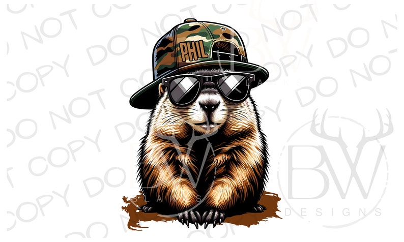 Camo Hat Groundhog Png Groundhog Day Sublimation Png Groundhog