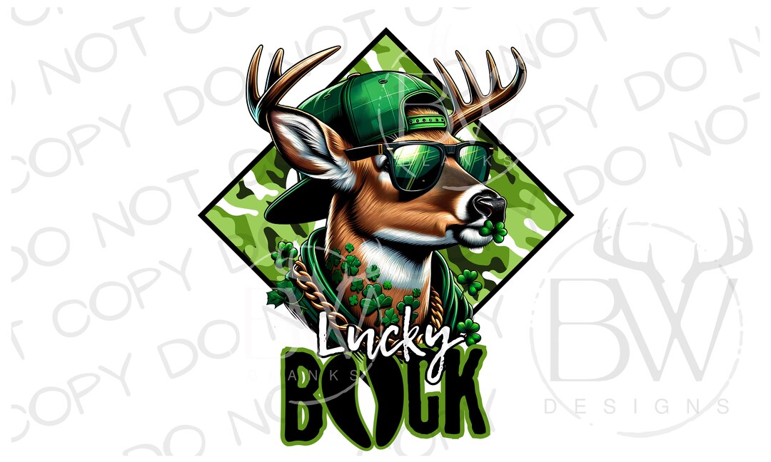 Lucky Buck PNG | St. Patrick's Day Sublimation PNG | Deer Hunting ...