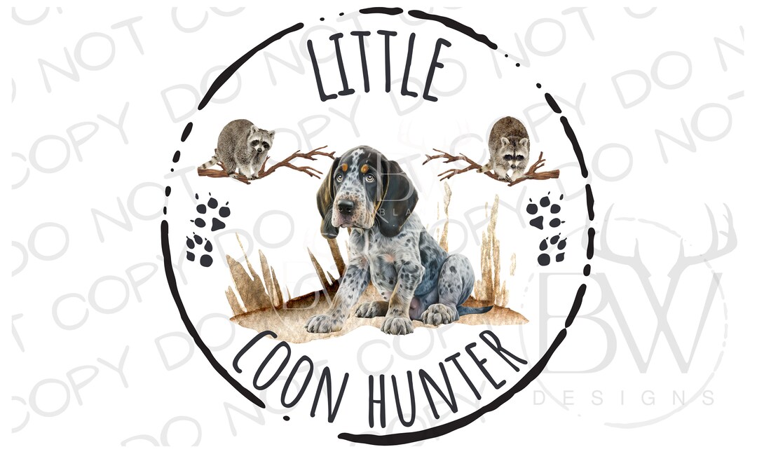 Little Coon Hunter PNG | Digital Download | Hunting Dog Sublimation PNG ...
