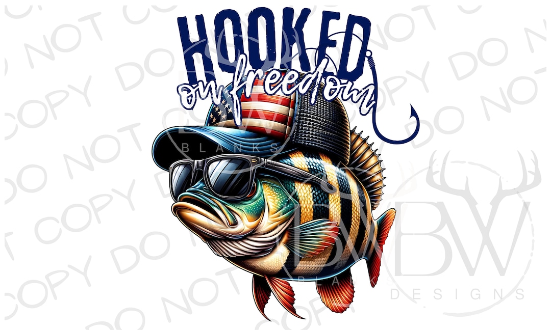 Hooked on Freedom PNG | Digital Download | Yellow Perch Sublimation PNG | 4th of July Fishing ...