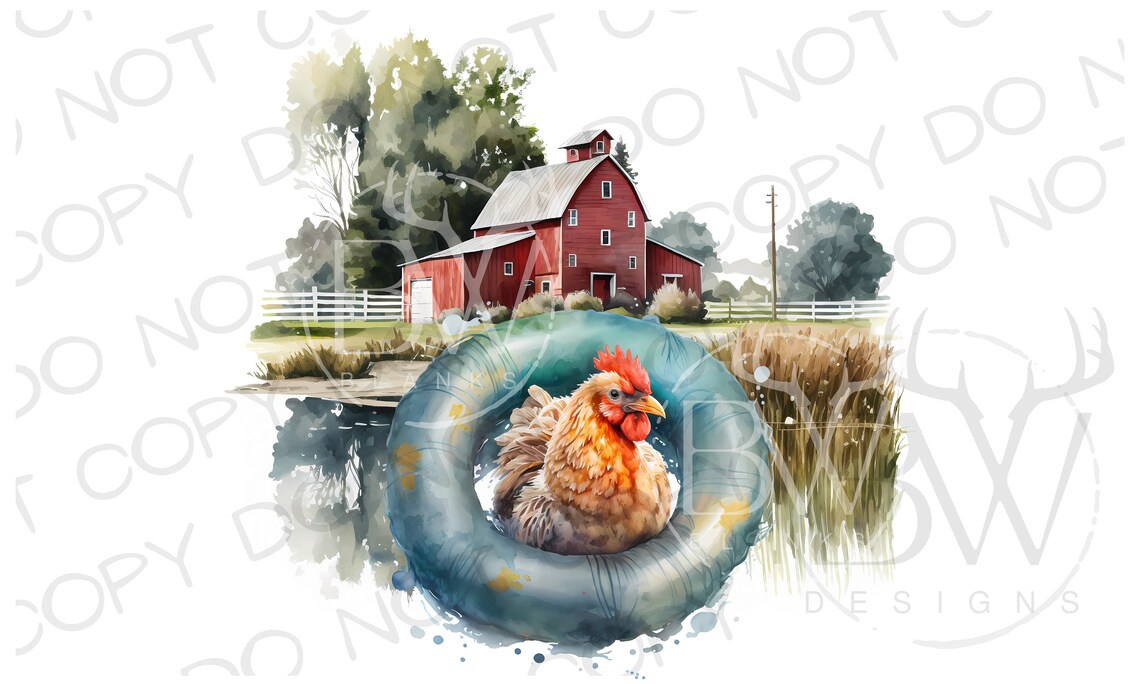 Chicken in a Raft PNG Digital Download Farm Sublimation - Etsy