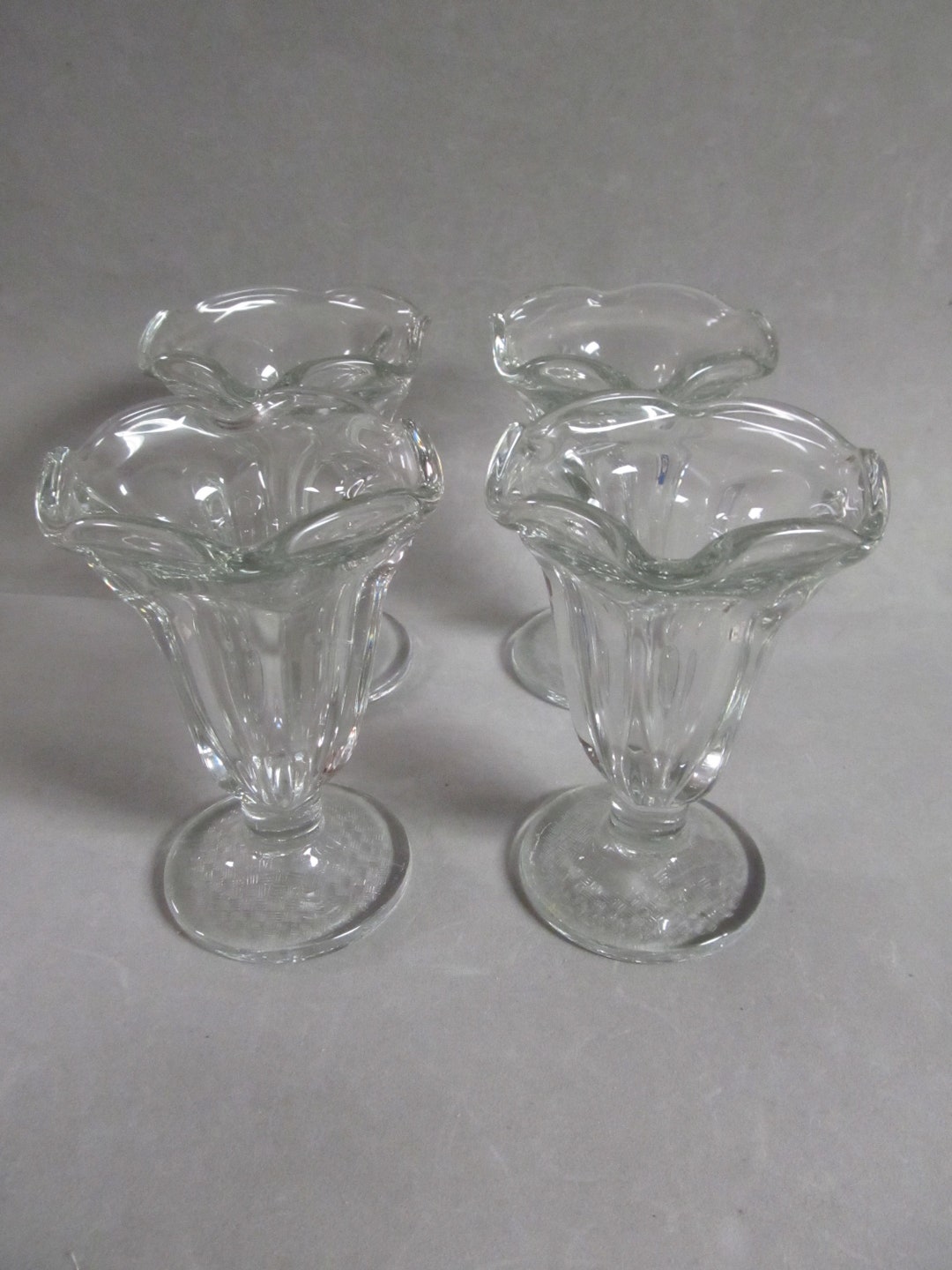 Set of Four Vintage Libbey Tulip Sundae Glasses Heavy Glass Restaurant ...