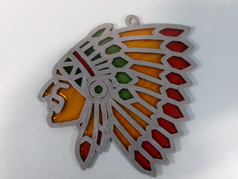 Native American Chieftain Stained Glass Suncatcher - Etsy