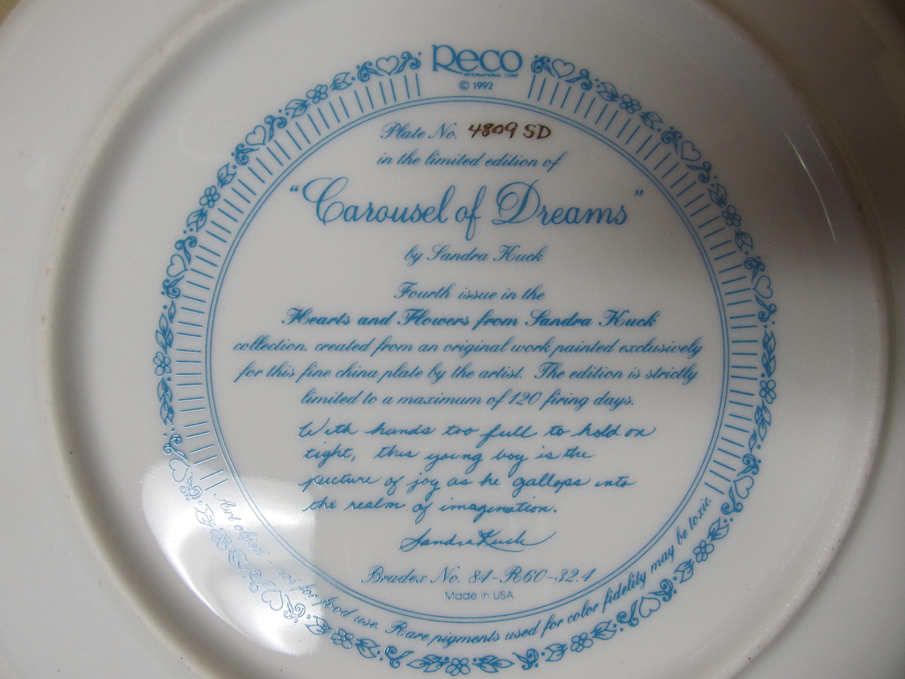 Vintage Sandra Kuck Fine China Plate "carousel of Dreams" 4th Issue ...