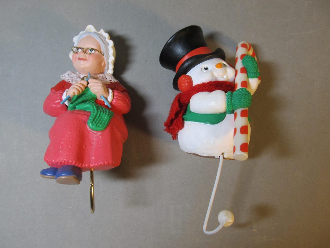 Vintage 1980s Hallmark Christmas Stocking Hangers Mrs. Claus and ...