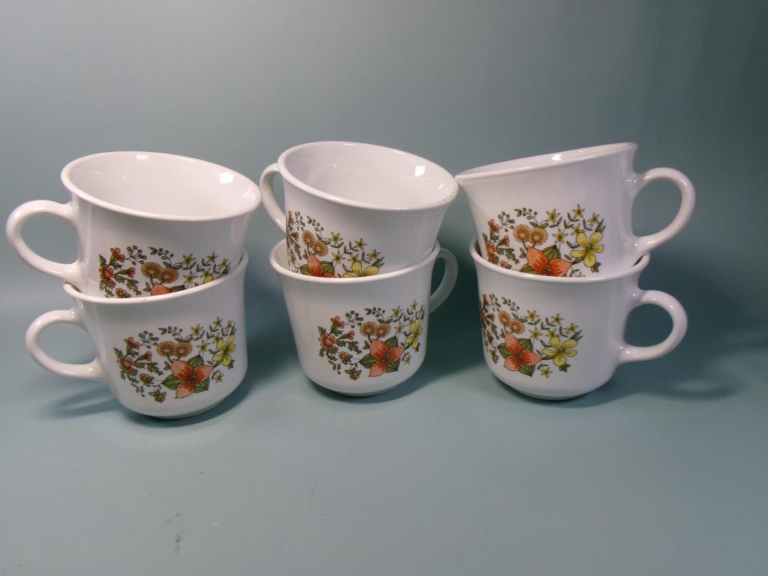 Set of Six Vintage Corelle by Corning Cups With Indian Summer Pattern ...