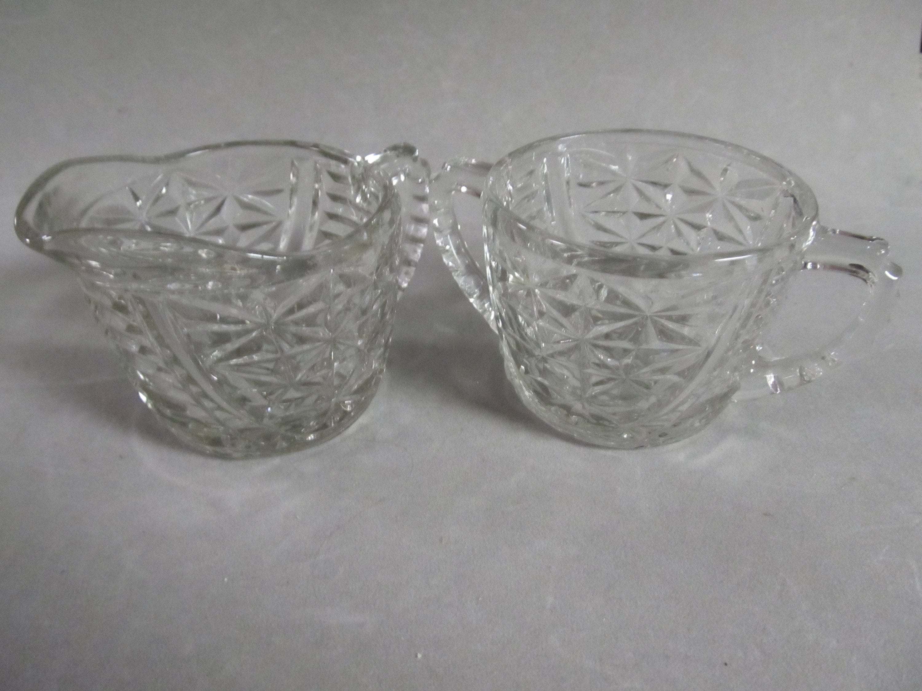 Vintage Clear Depression Glass Starburst Pattern Creamer & Sugar Bowl ...