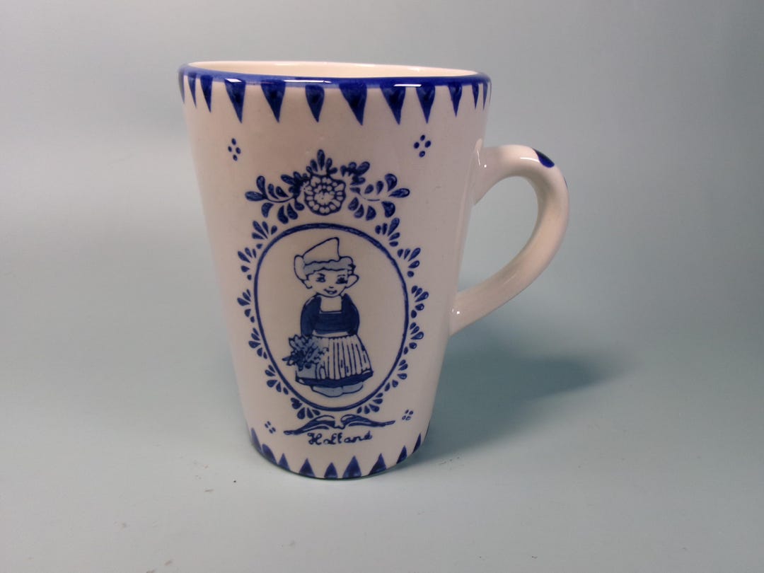 Vintage Blue Delft Dutch Girl Ceramic Mug - Etsy