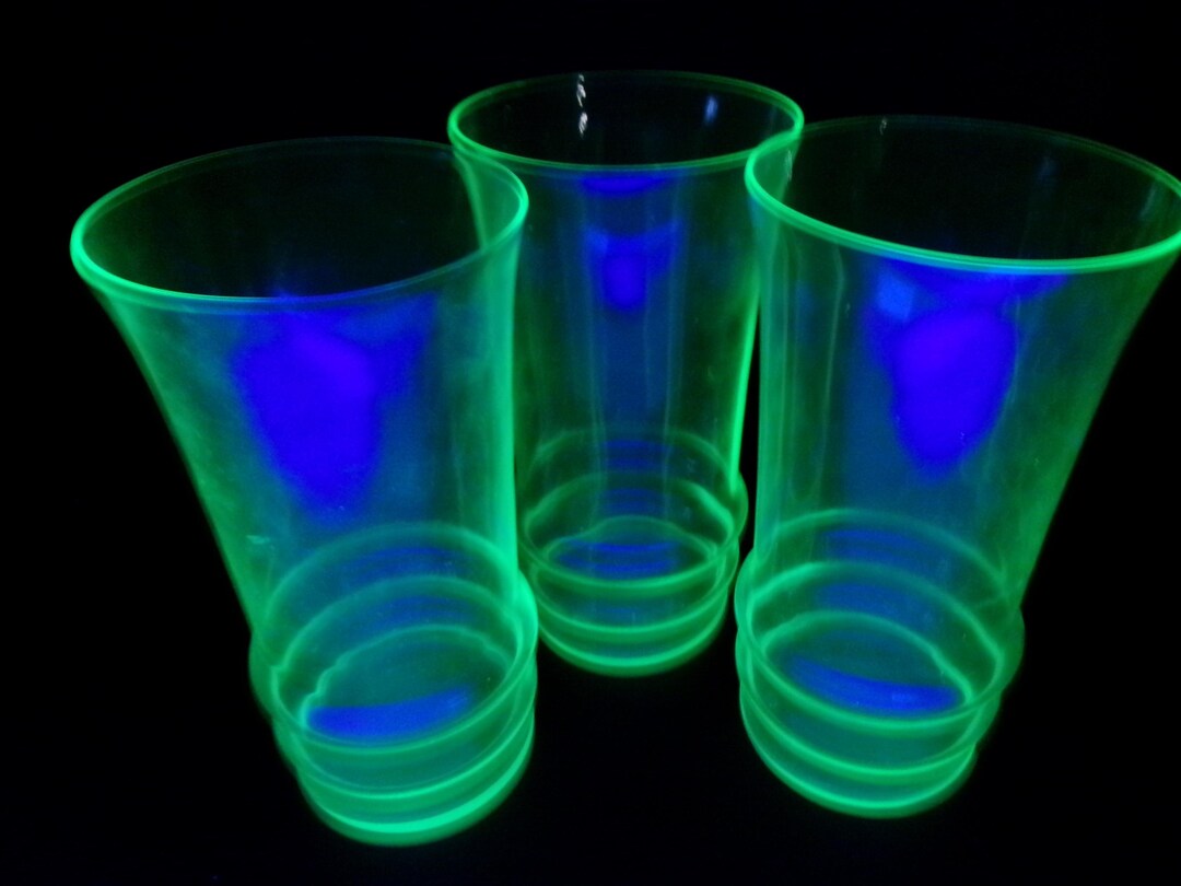 Set of 3 Vintage Green Depression Glass Tumblers Delicate / Ribbed ...