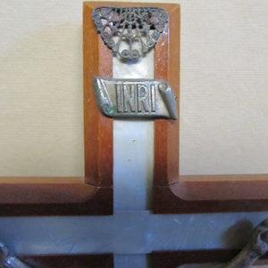 Vintage 12-inch Wooden Crucifix With Pearl Inlay and Bronze Corpus ...