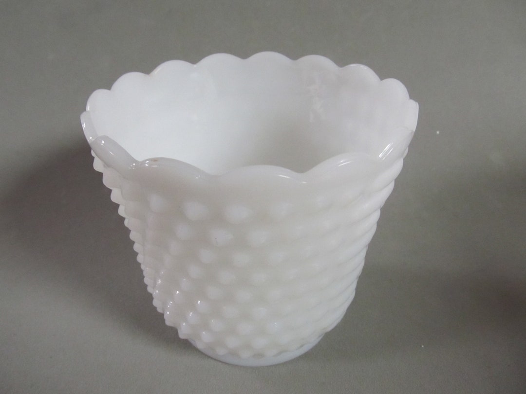 Vintage Fire King Oven Ware Hobnail Milk Glass Scalloped Top Vase - Etsy