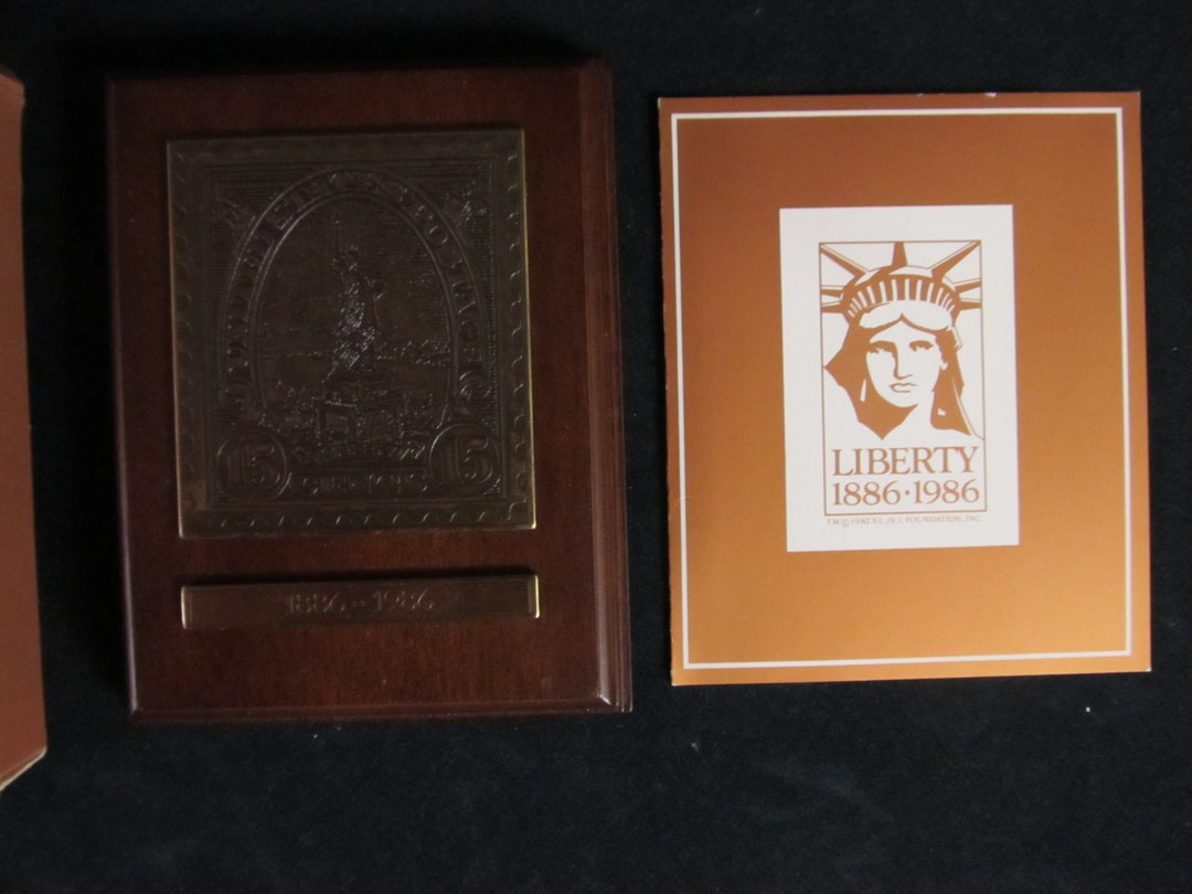 Vintage 1985 Avon 1922 Statue of Liberty Brass Stamp on Wood Plaque - Etsy
